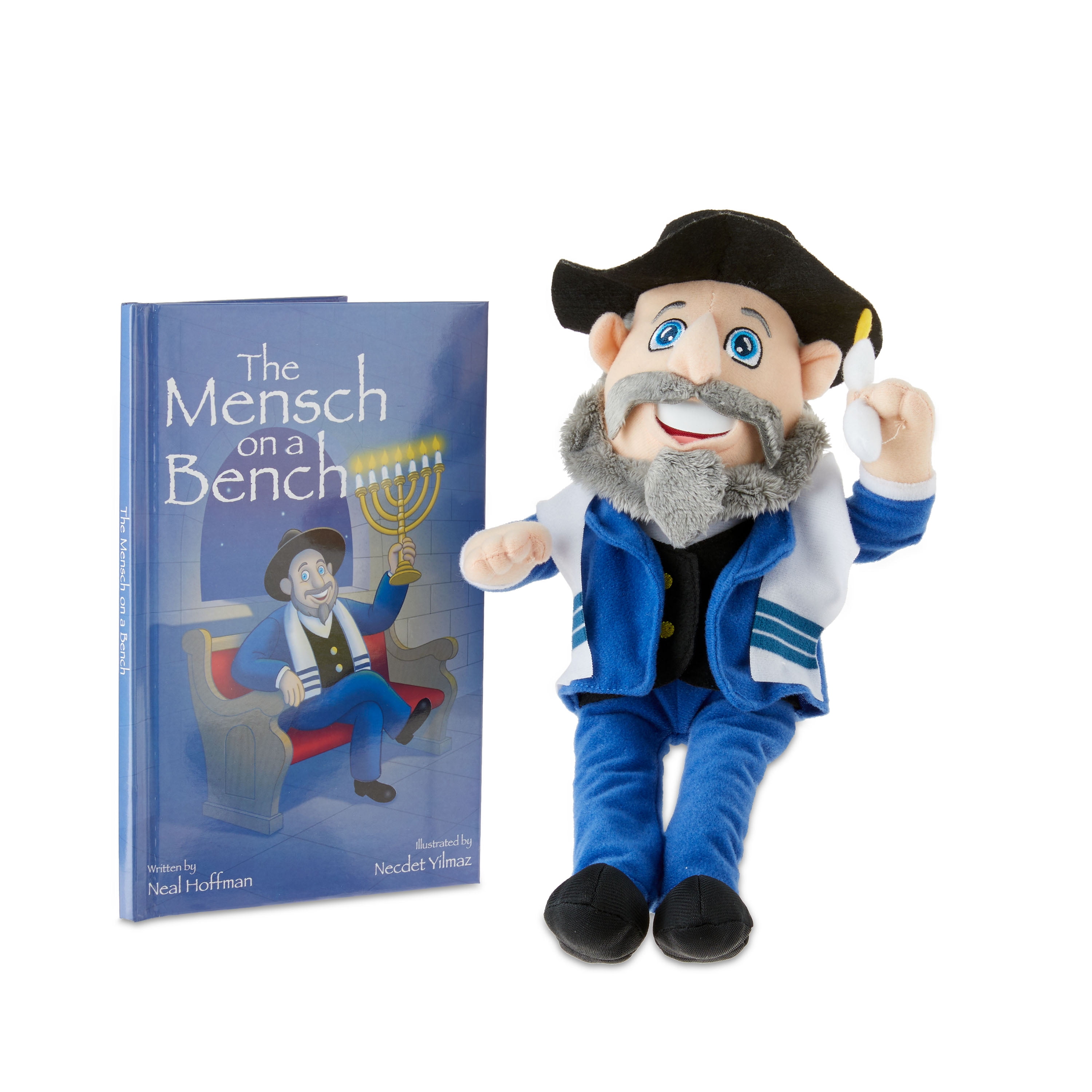 Mensch on a Bench Kids Stuffed Doll - 12" Hanukkah Moshe Plushie with ...
