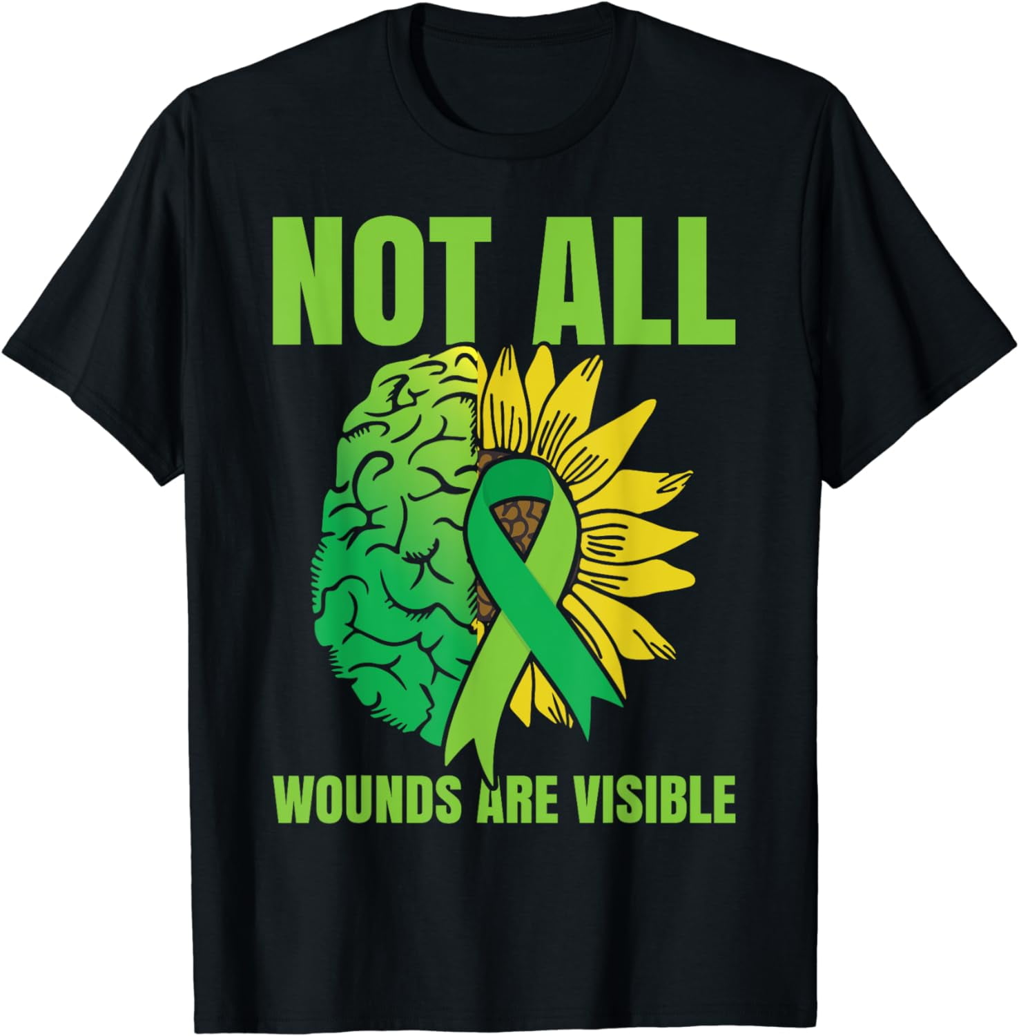 Mental Health Awareness Green Ribbon Sunflower T-Shirt - Walmart.com