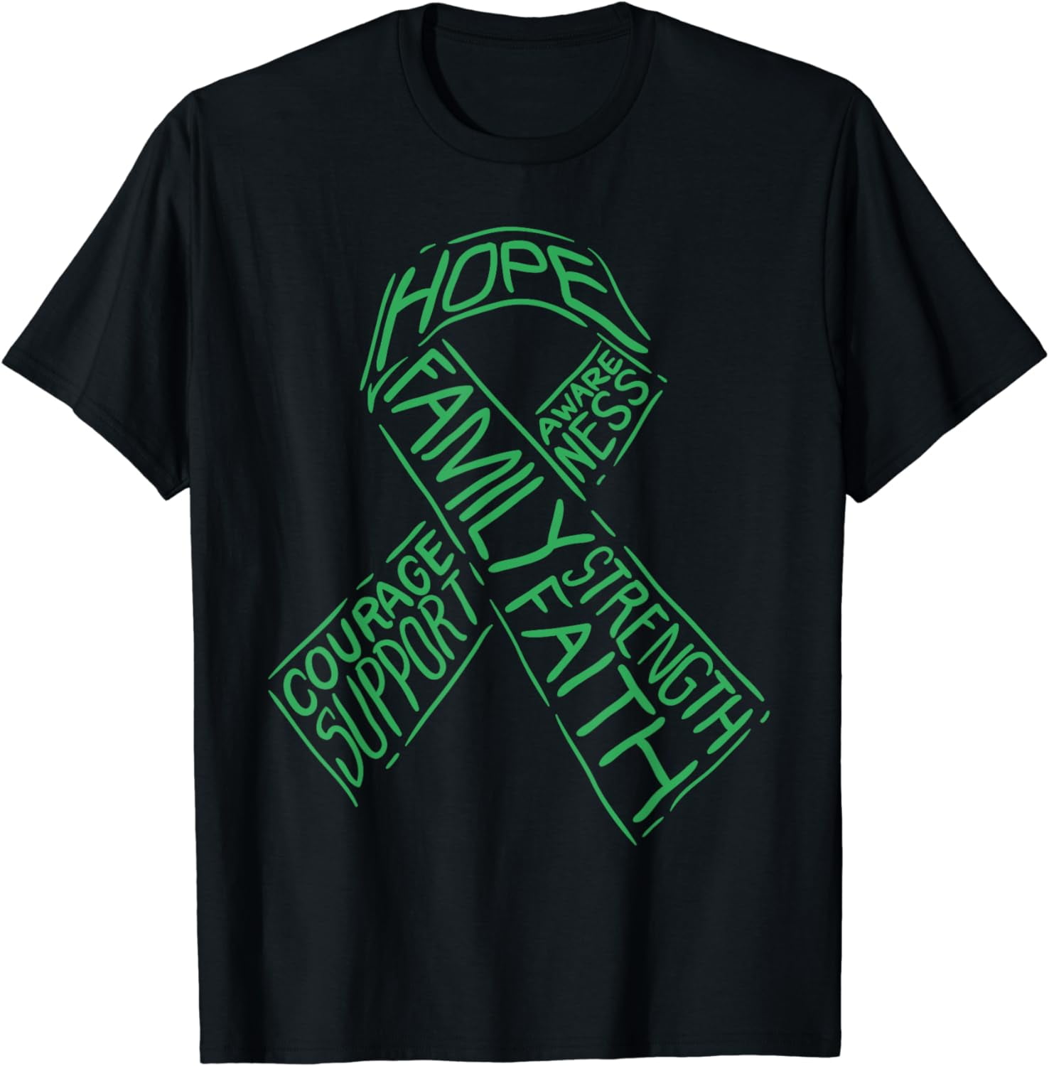 Mental Health Awareness Illness Green Ribbon Words Support T-Shirt - Walmart.com
