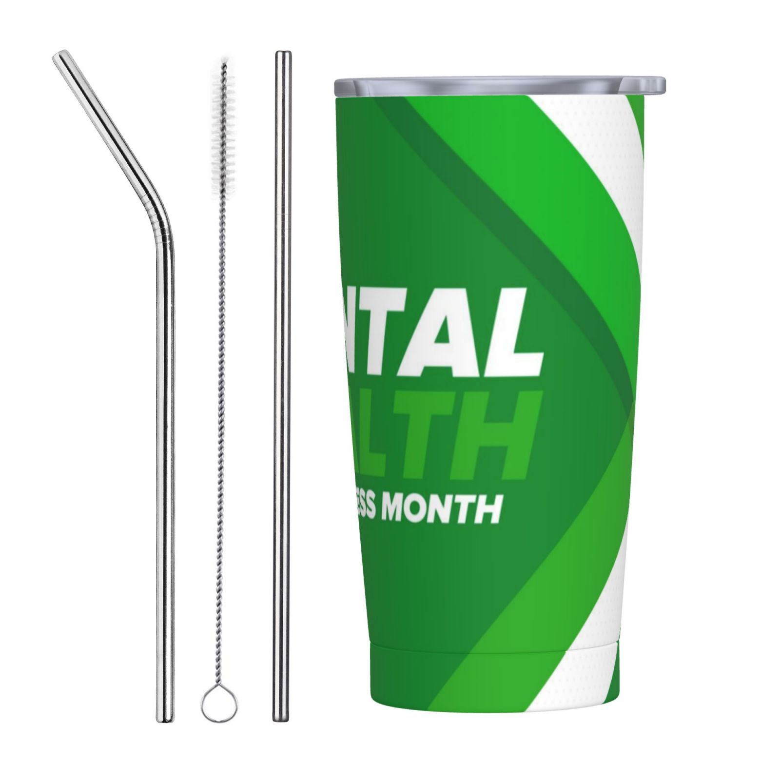 Mental Health Awareness Month Green Ribbon 20oz Stainless Steel Thermal ...