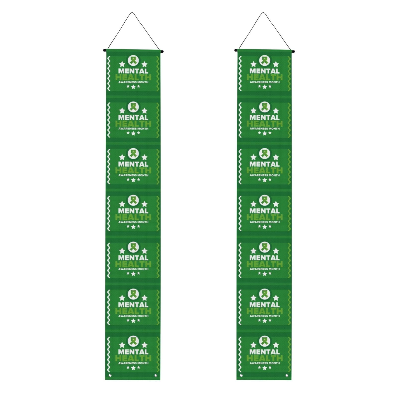 Mental Health Awareness Month Green Ribbon Door Banner Decor Porch ...