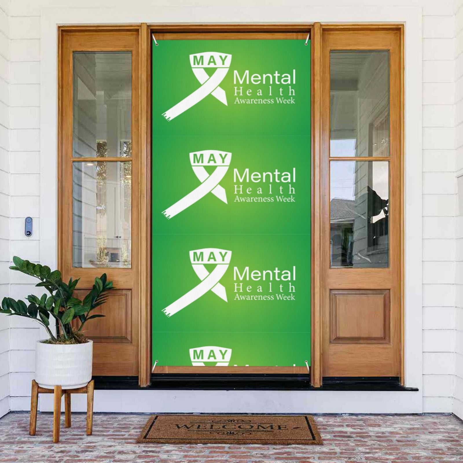 Mental Health Awareness Month Green Ribbon Door Cover Decoration ...