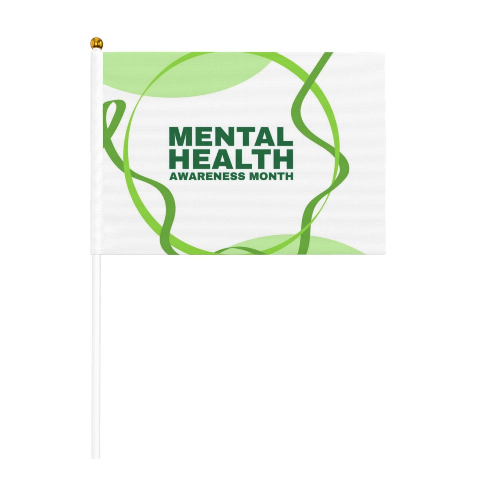 Mental Health Awareness Month Green Ribbon Flag Small Mini Hand Held ...