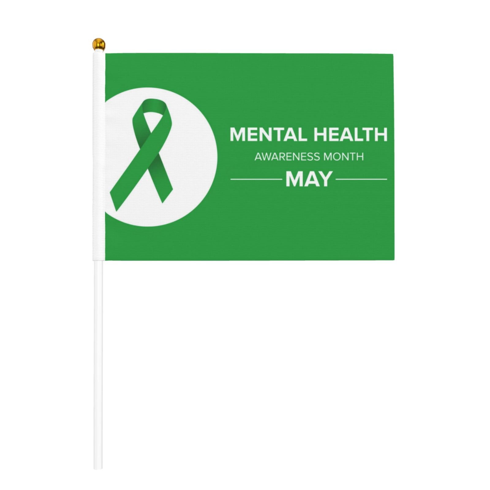 Mental Health Awareness Month Green Ribbon Flag Small Mini Hand Held ...