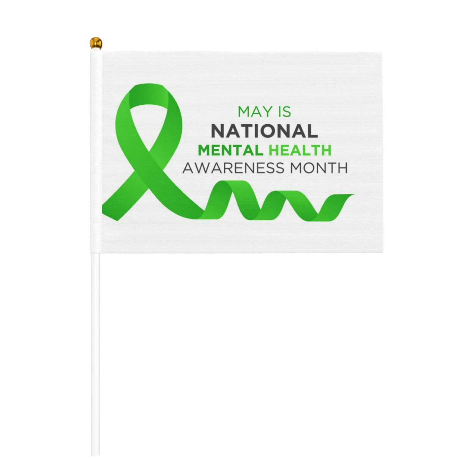 Mental Health Awareness Month Green Ribbon Flag Small Mini Hand Held ...