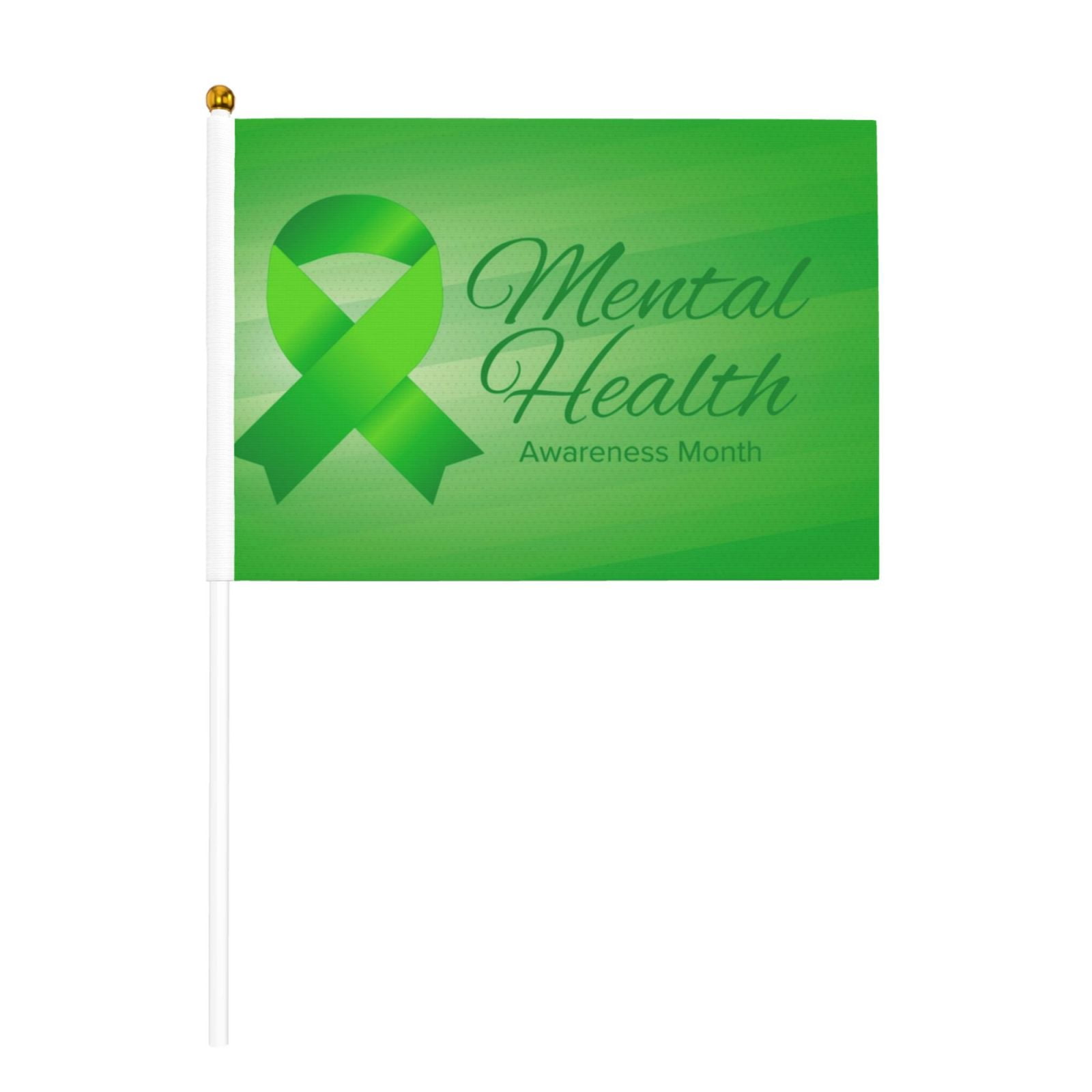 Mental Health Awareness Month Green Ribbon Flag Small Mini Hand Held ...