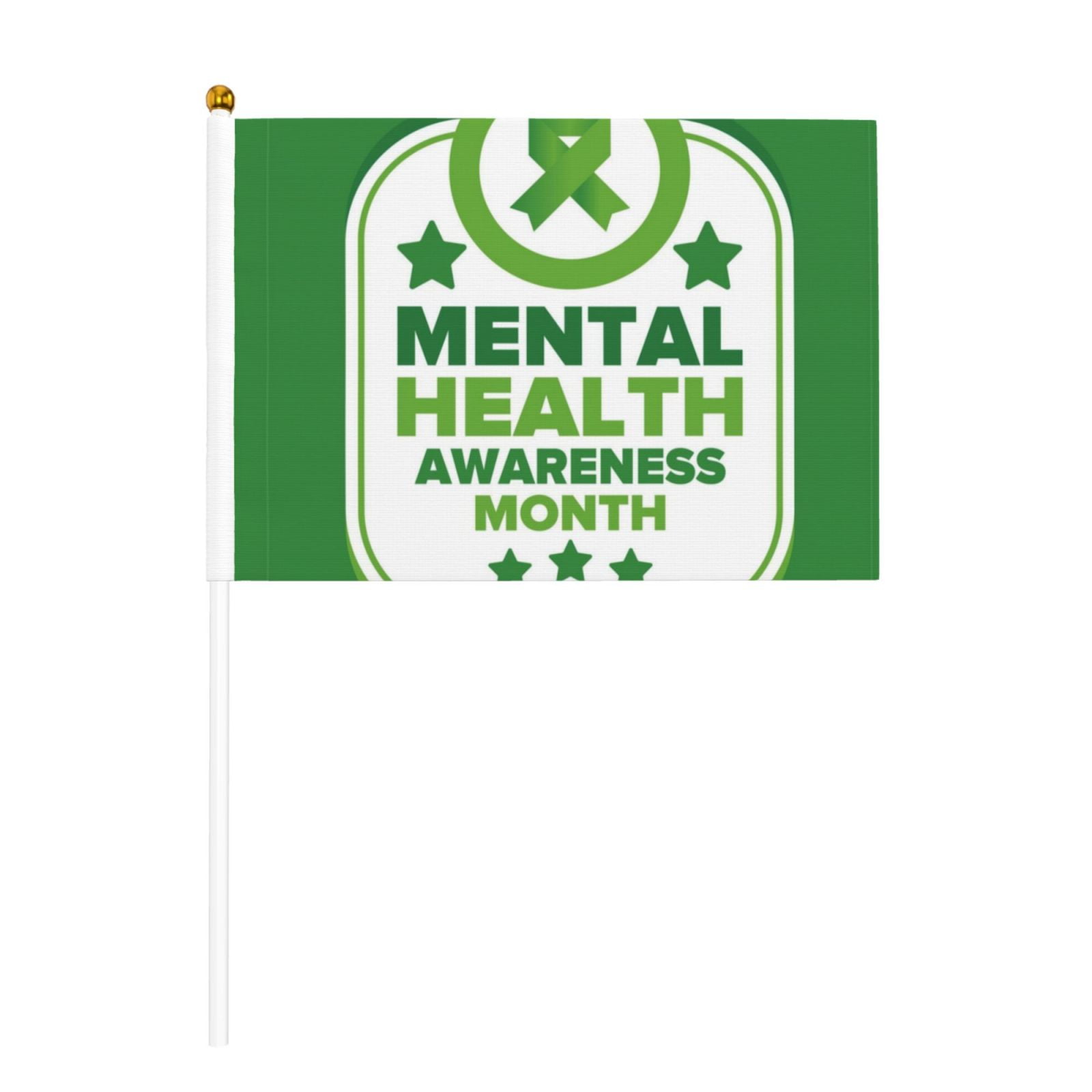 Mental Health Awareness Month Green Ribbon Flag Small Mini Hand Held ...