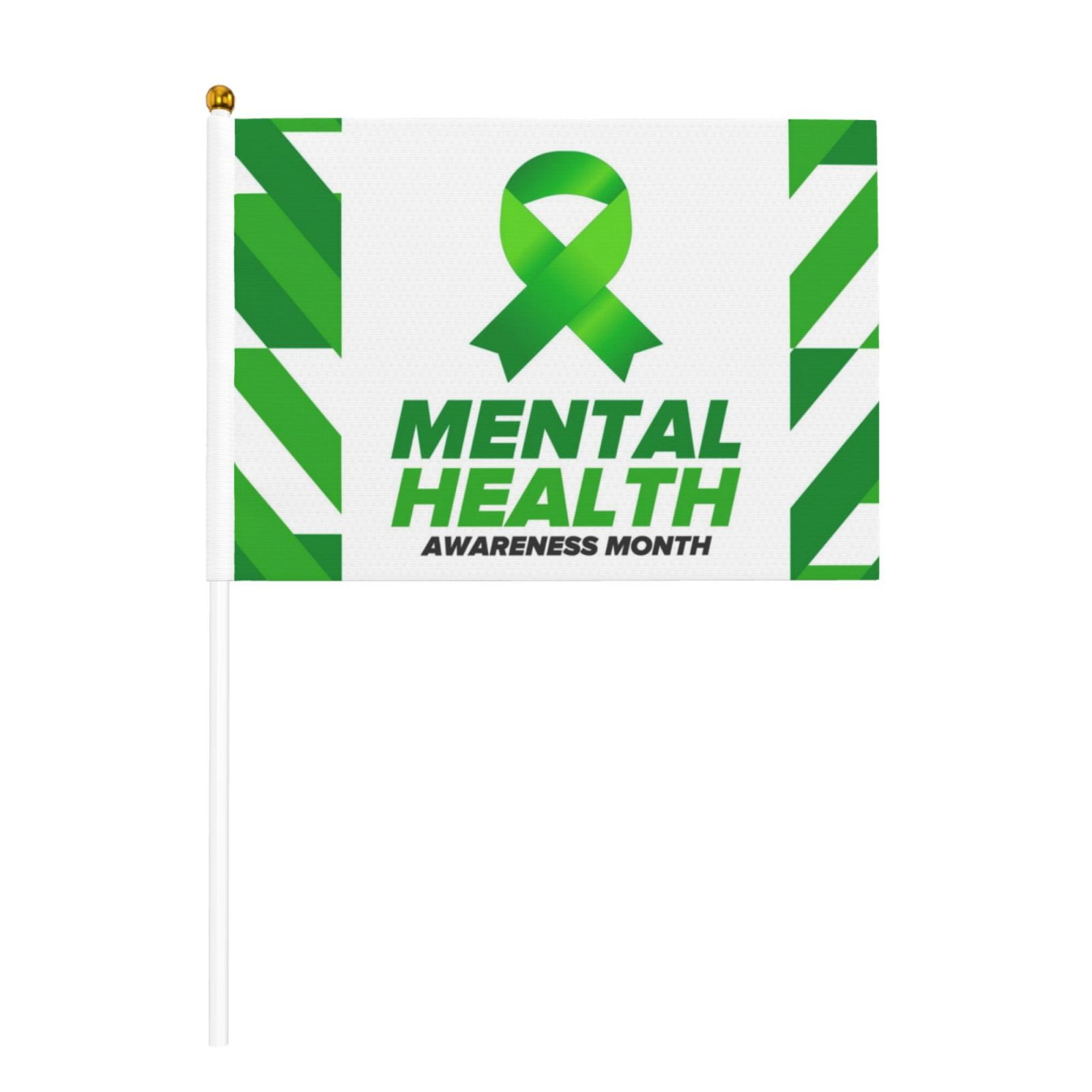 Mental Health Awareness Month Green Ribbon Flag Small Mini Hand Held ...