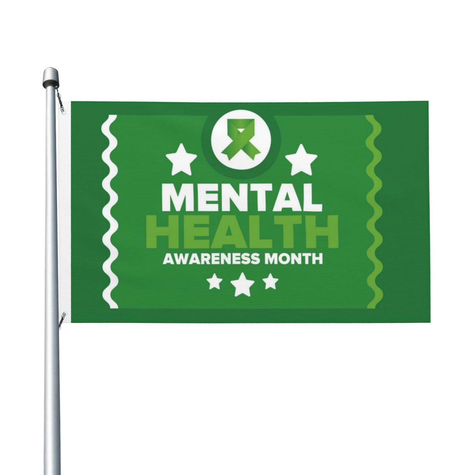 Mental Health Awareness Month Green Ribbon Garden Flags 3x5 Ft ...