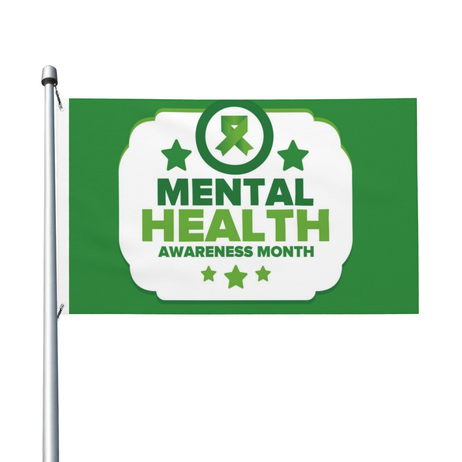 Mental Health Awareness Month Green Ribbon Garden Flags 3x5 Ft ...