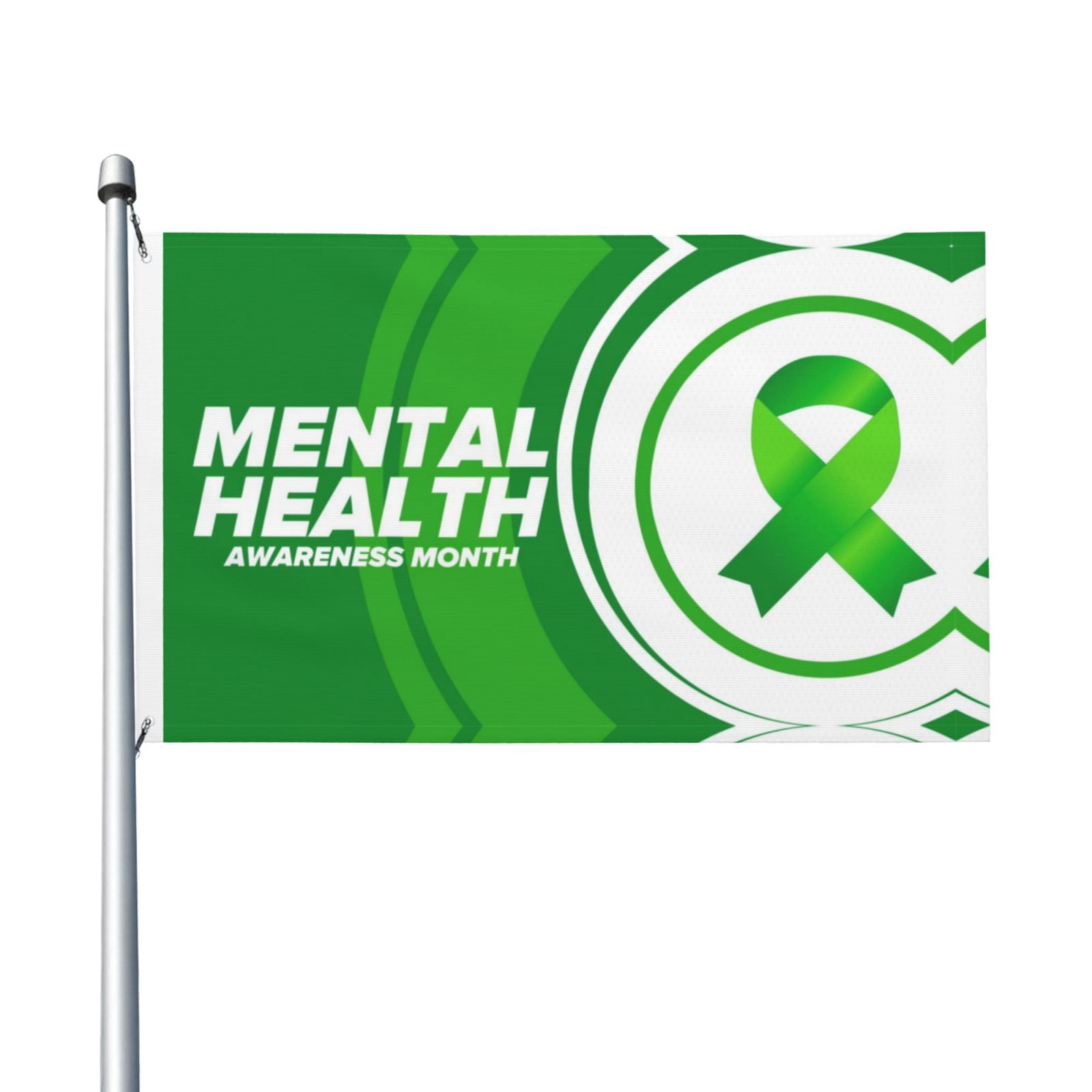 Mental Health Awareness Month Green Ribbon Garden Flags 3x5 Ft ...