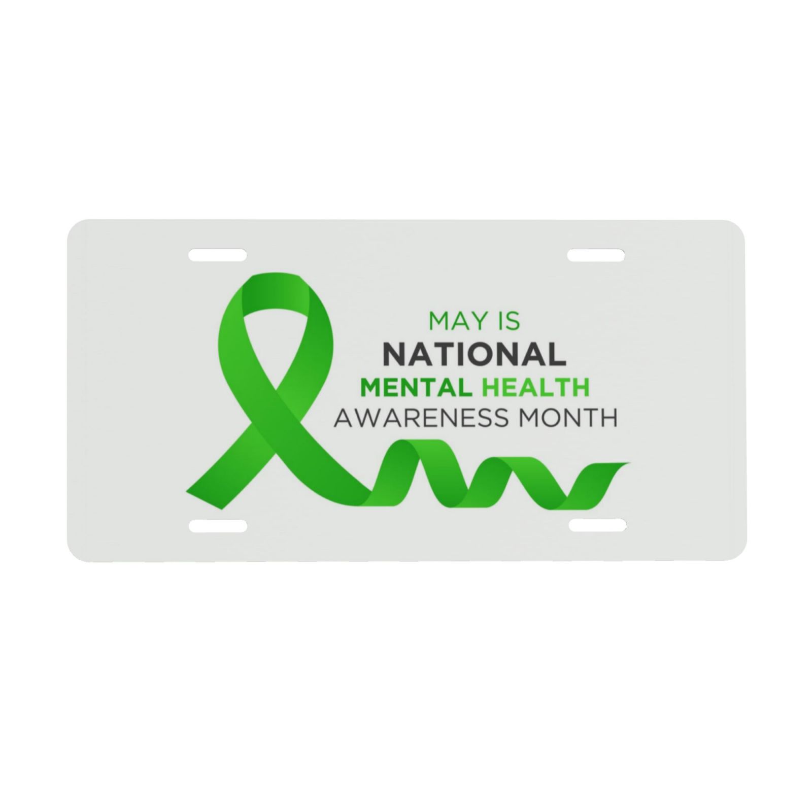 Mental Health Awareness Month Green Ribbon License Plate Funny Aluminum ...