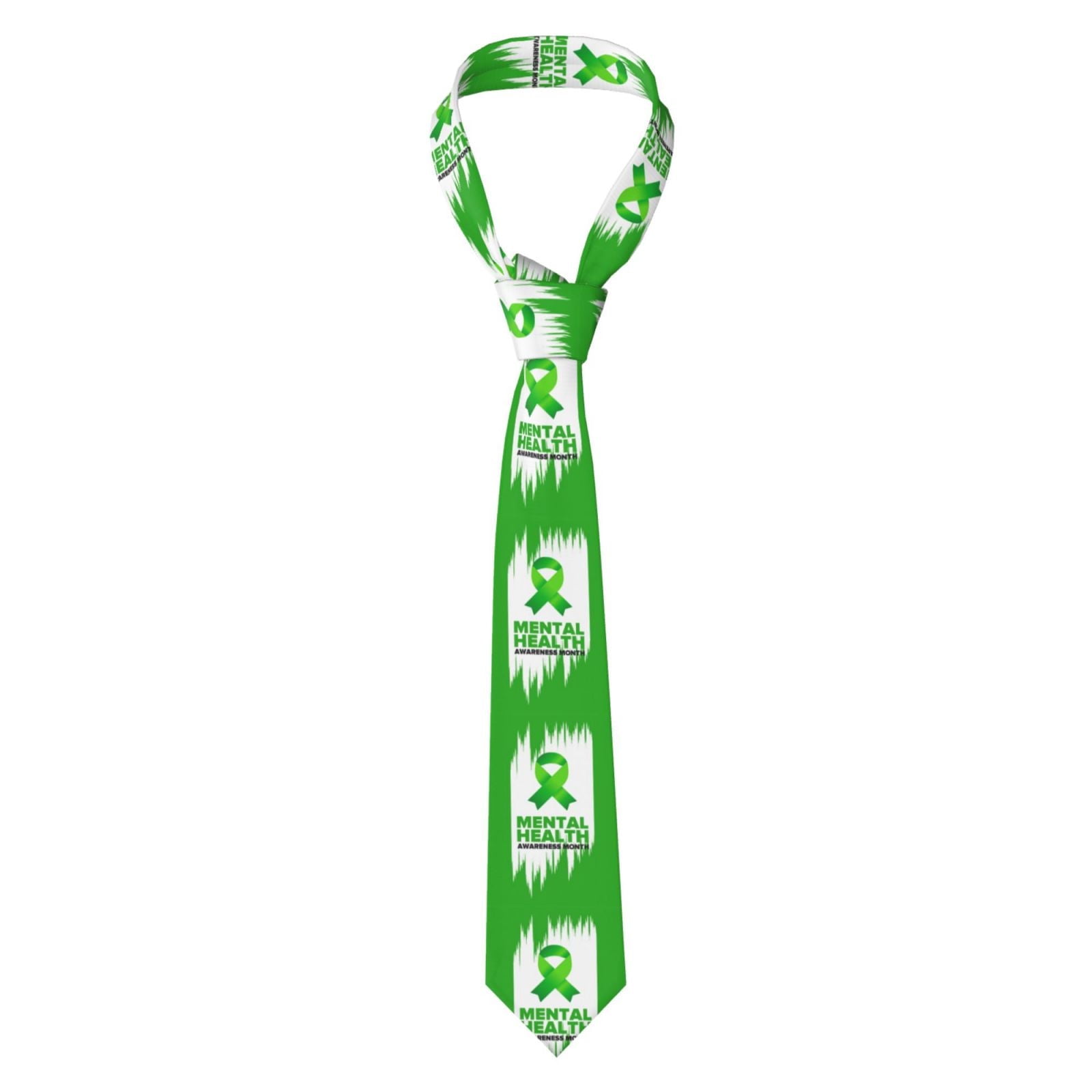 Mental Health Awareness Month Green Ribbon Silk Ties For Men Casual ...