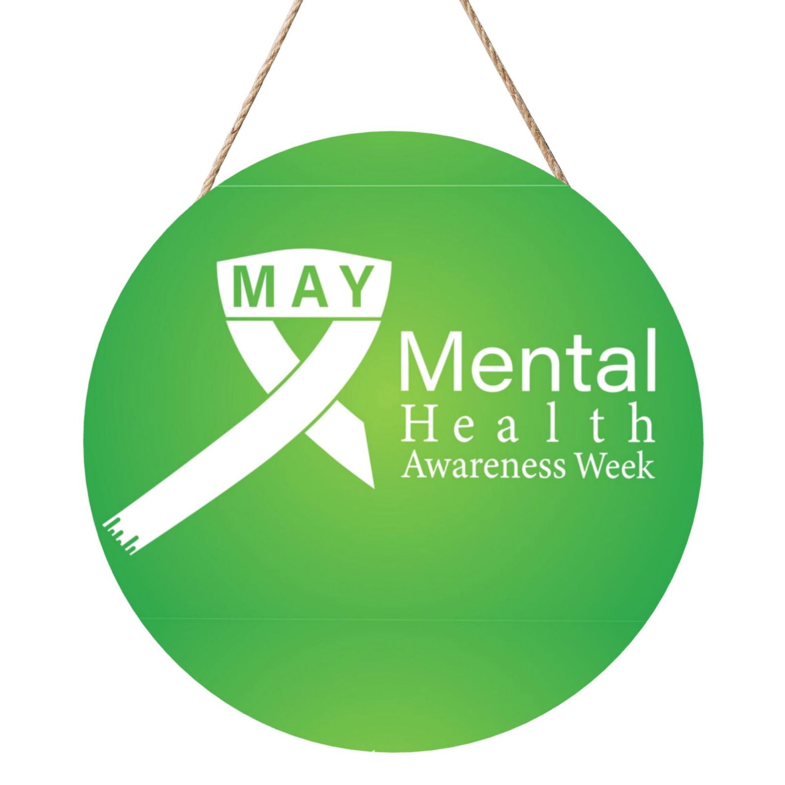 Mental Health Awareness Month Green Ribbon Wooden Hanging Sign Ornament ...