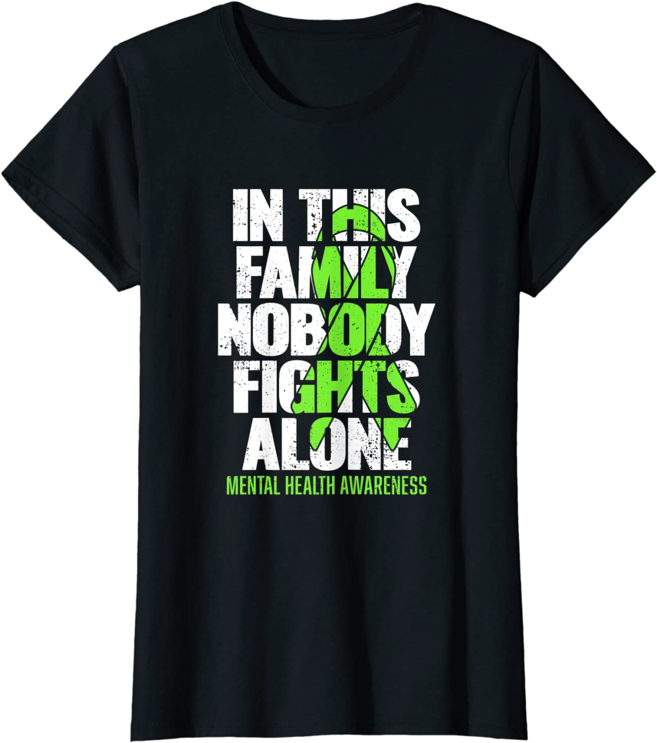 Mental Health Awareness Month Top Women Shirt I Wear Green Ribbon Fight ...