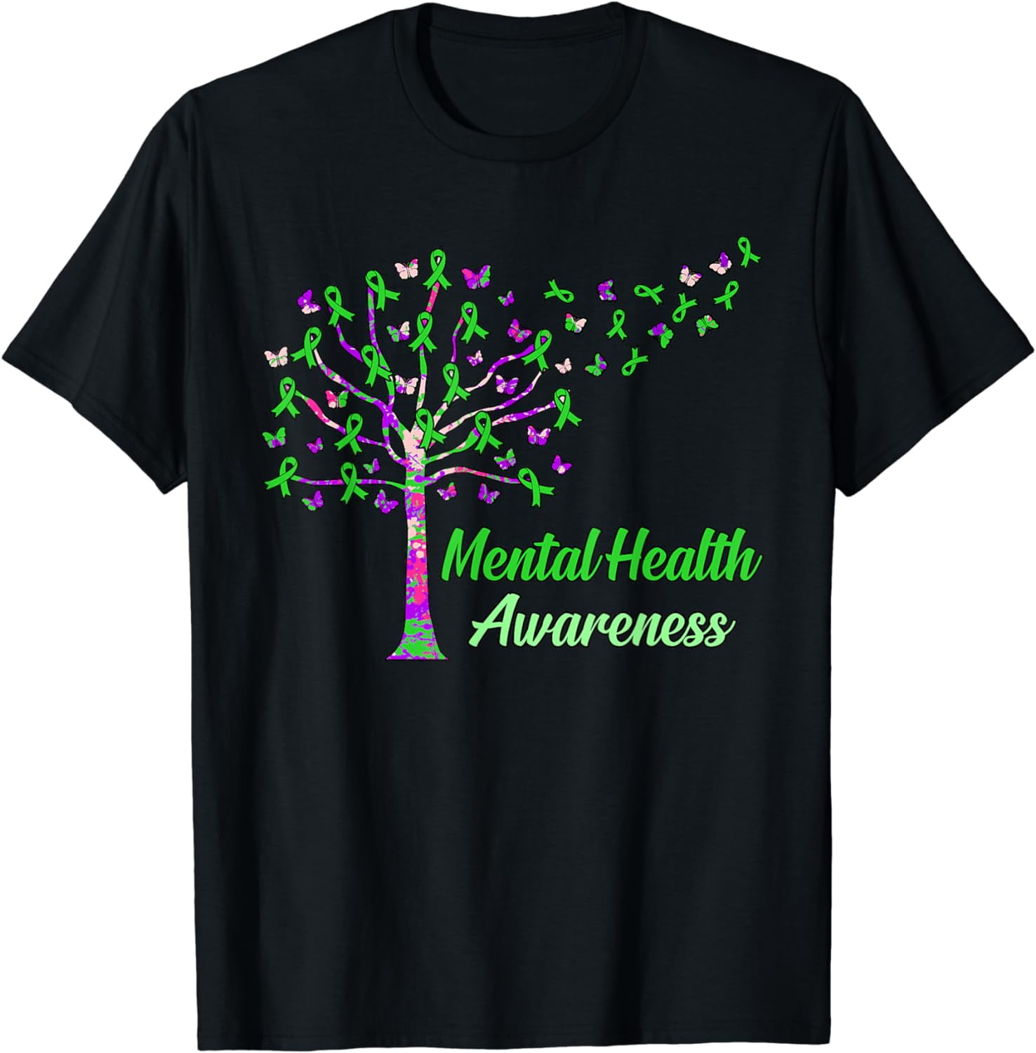 Mental Health Awareness Tree Ribbons Supporter Graphic T-Shirt ...