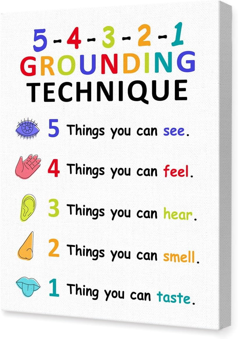 Mental Health Canvas Wall Art,Grounding Technique Motivational Quote ...