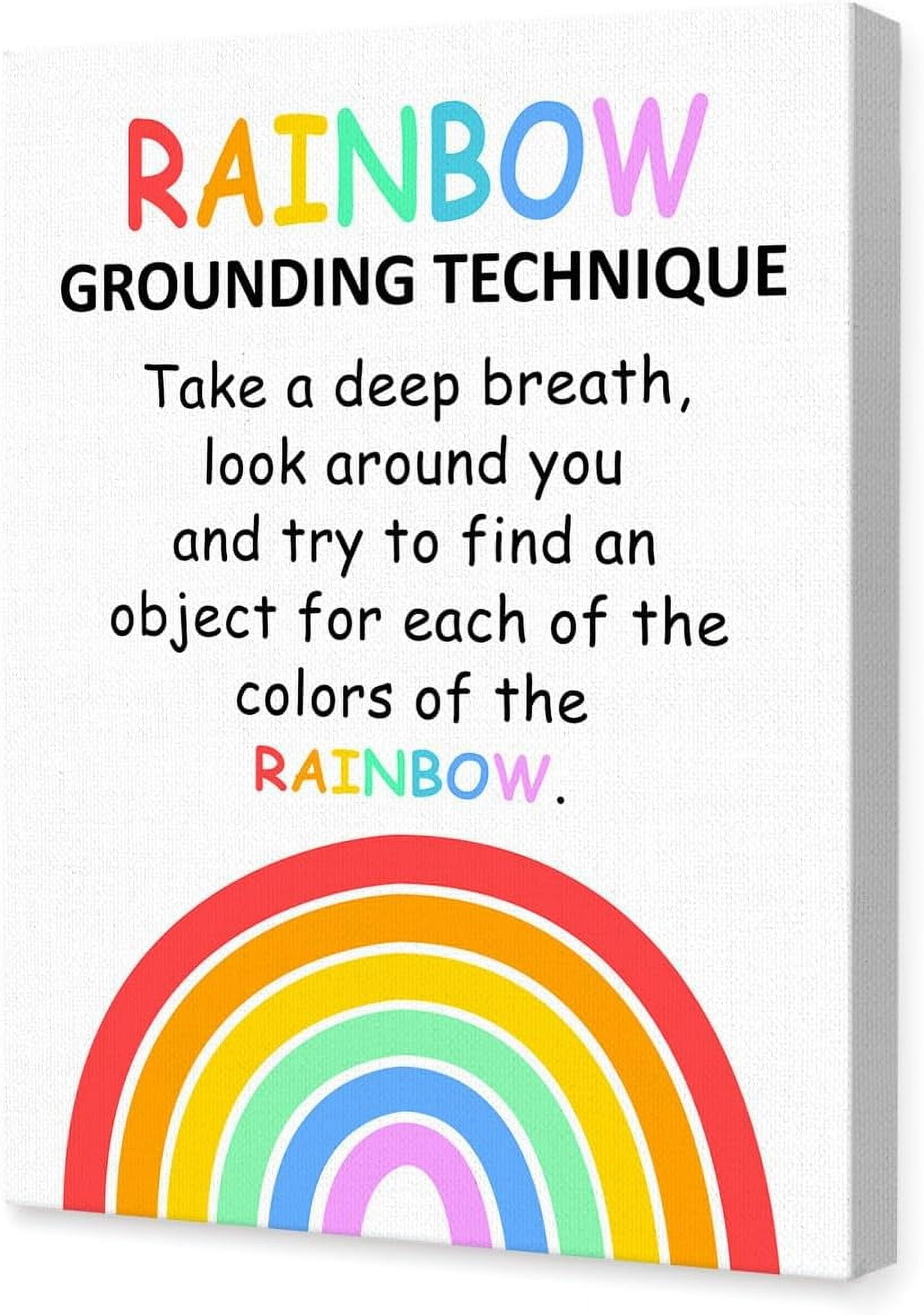 Mental Health Canvas Wall Art,Rainbow Grounding Technique Motivational ...