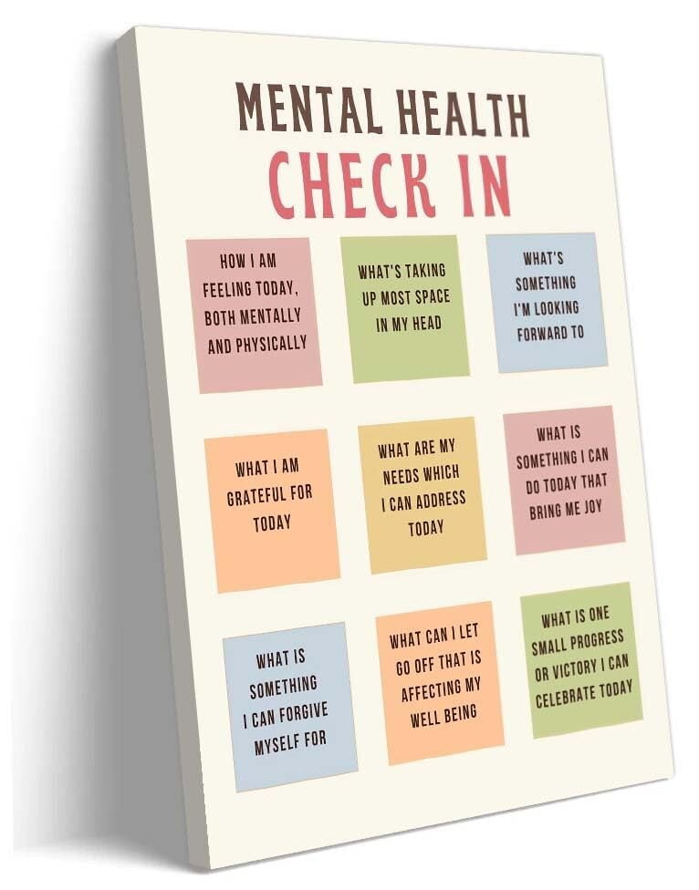 Mental Health Check In Poster Prints Therapy Wall Art Feelings Daily ...