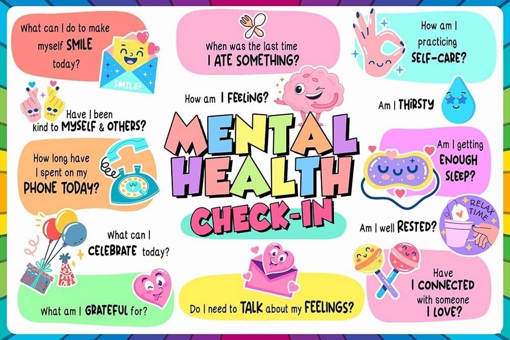 Mental Health Check-In Posters for Kids- Positive Wall Art for Therapy ...