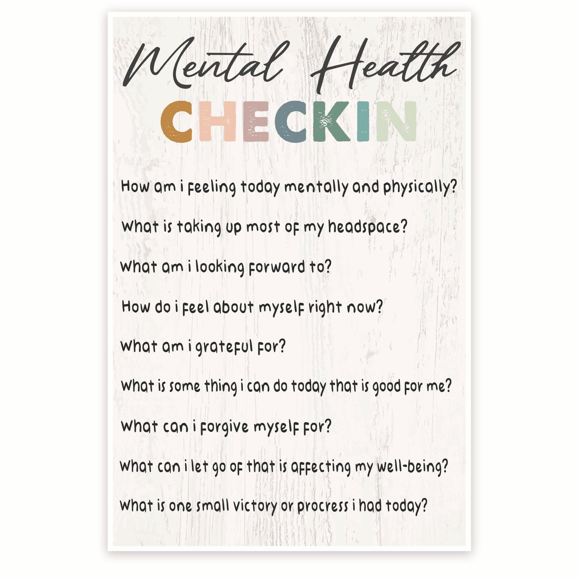 Mental Health Checkin Poster - Positive Empowering Thoughts - Counselor ...