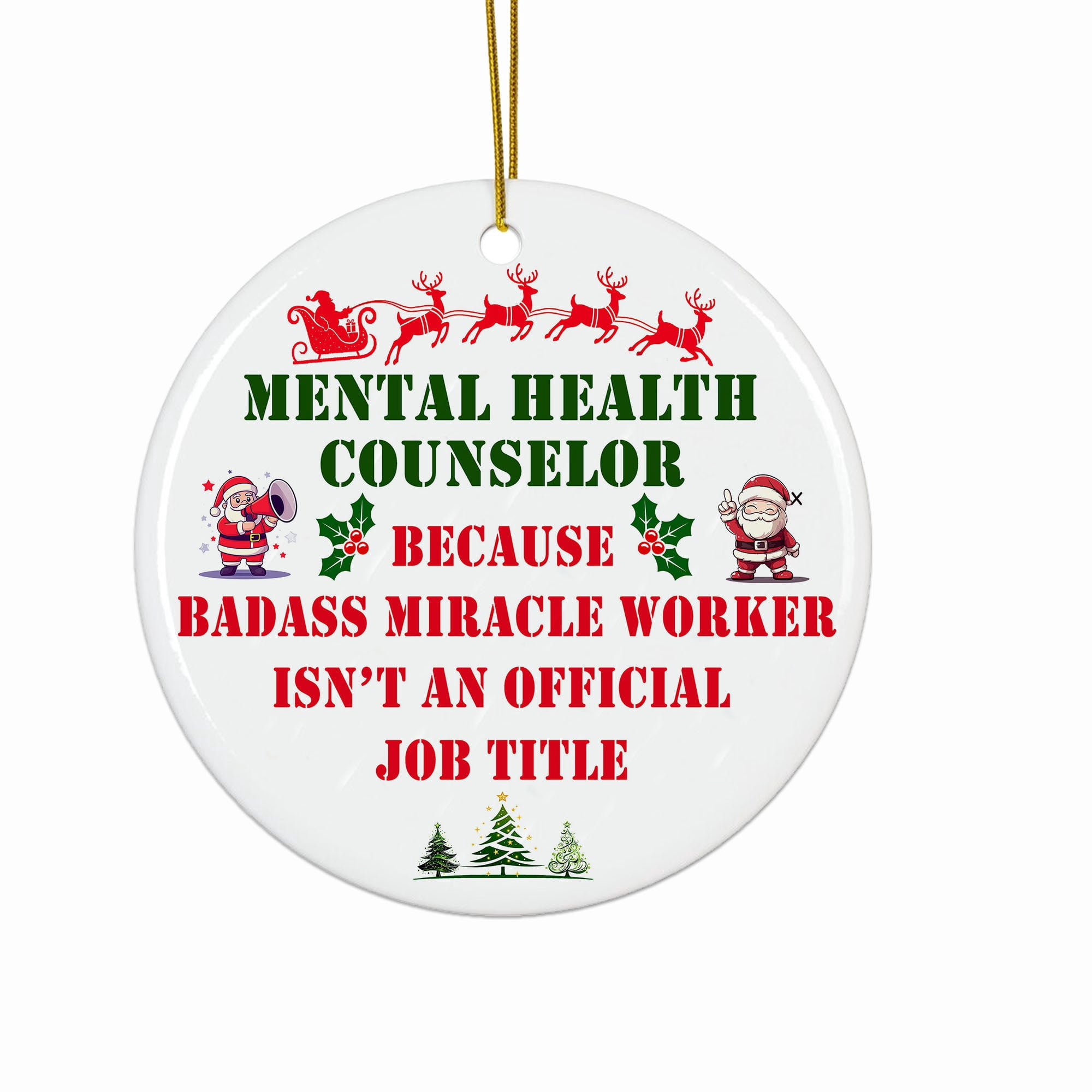 Mental Health Counselor Christmas Ornament – Funny Badass Miracle ...