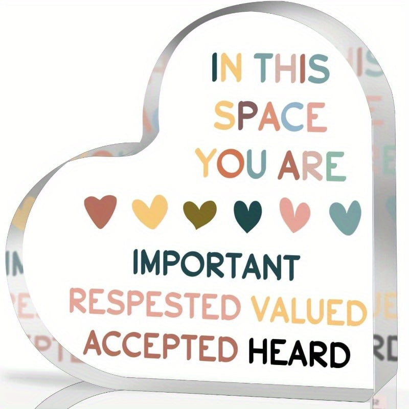 Mental Health Decor Psychotherapy Affirmations Heart Acrylic Sign ...