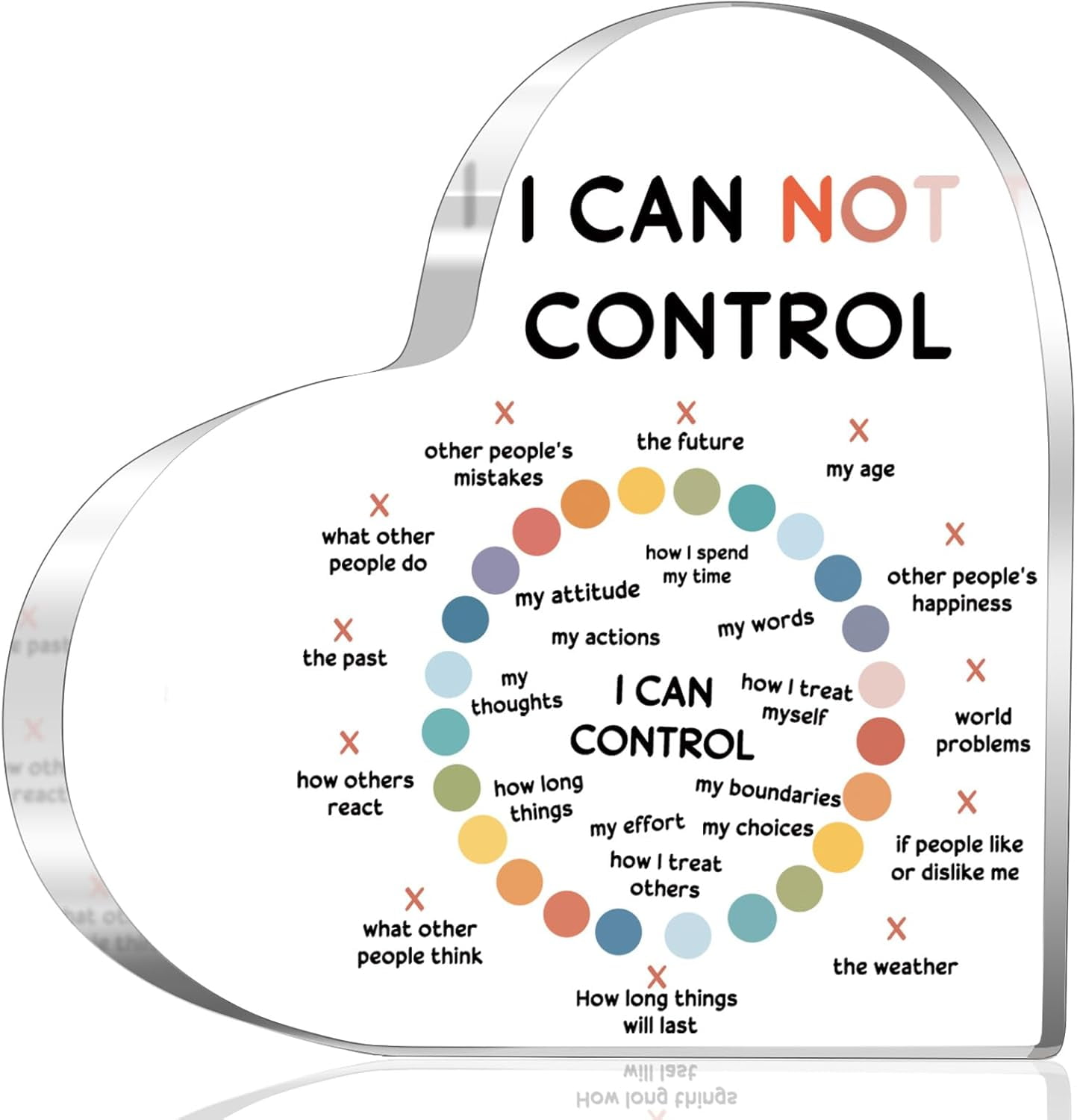 Mental Health Decor - Things I Can Control Heart-Shaped Engraved ...