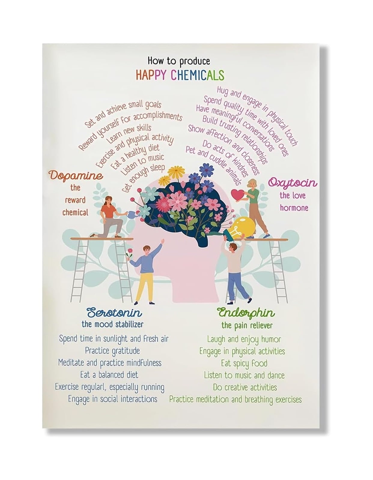 Mental Health Education Poster, Happy Chemicals Chart for Understanding ...
