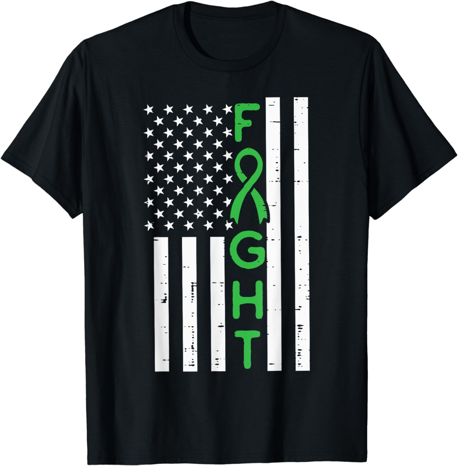 Mental Health Fight Ribbon US Flag Awareness Women Men Kids T-Shirt ...