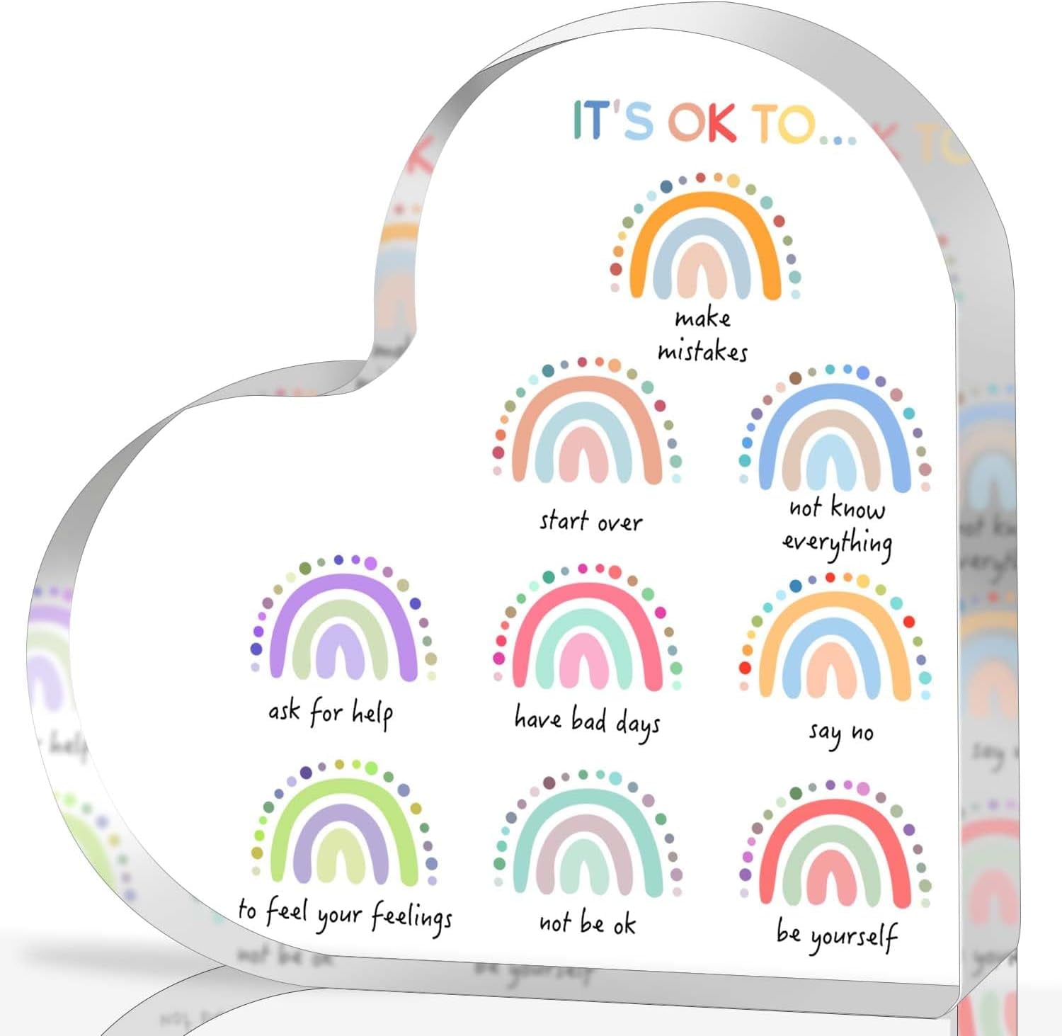 Mental Health Gift, It Is Okay To Be Yourself Heart Acrylic Sign ...