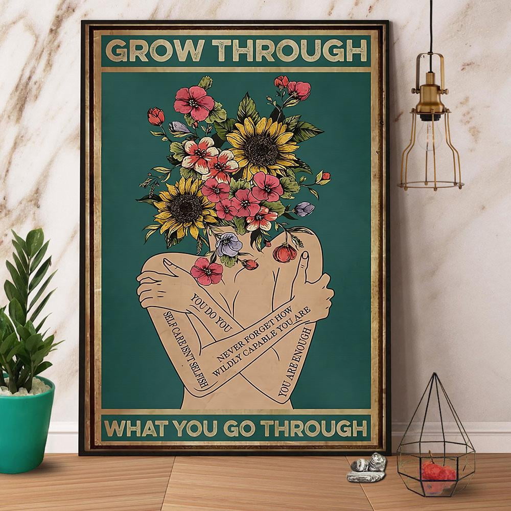 Mental Health Grow Through What You Go Through Portrait Satin Paper ...
