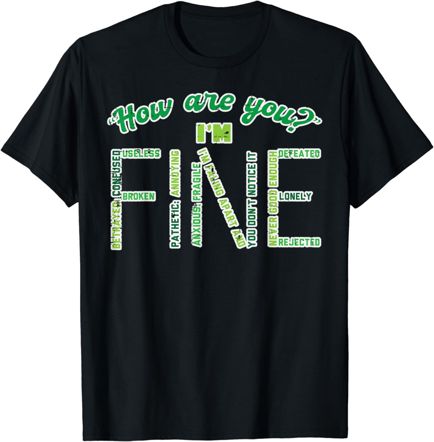 Mental Health How Are You Im Fine Depression Awareness Cotton T-Shirt ...