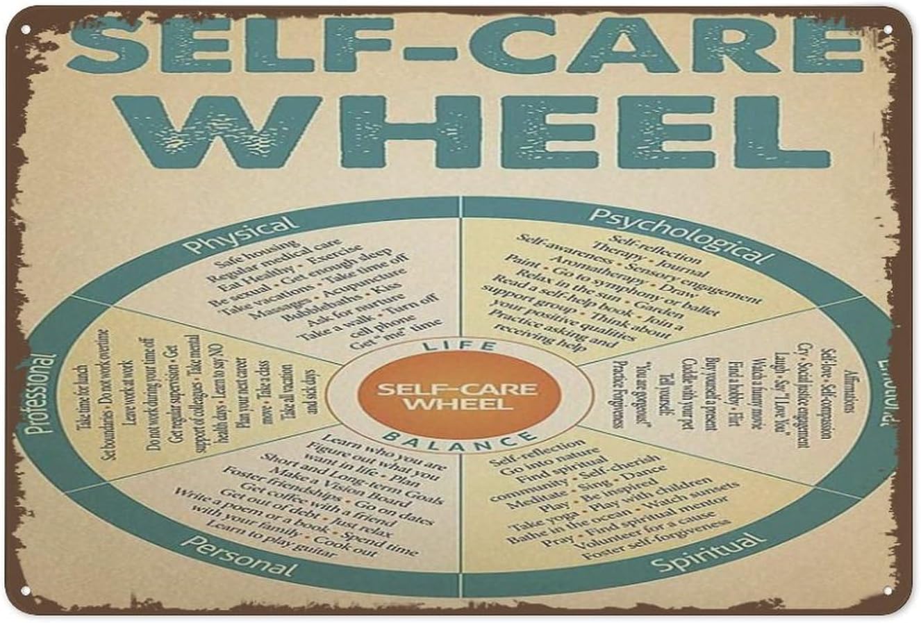 Mental Health Knowledge Metal Tin Sign Vintage Self-care Wheel ...