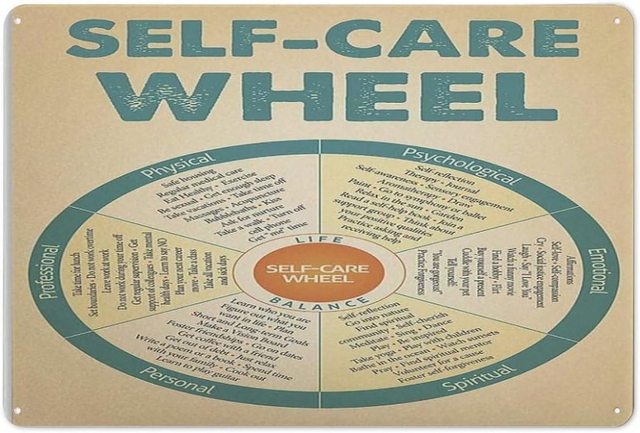 Mental Health Knowledge Metal Tin Sign Vintage Self-care Wheel ...