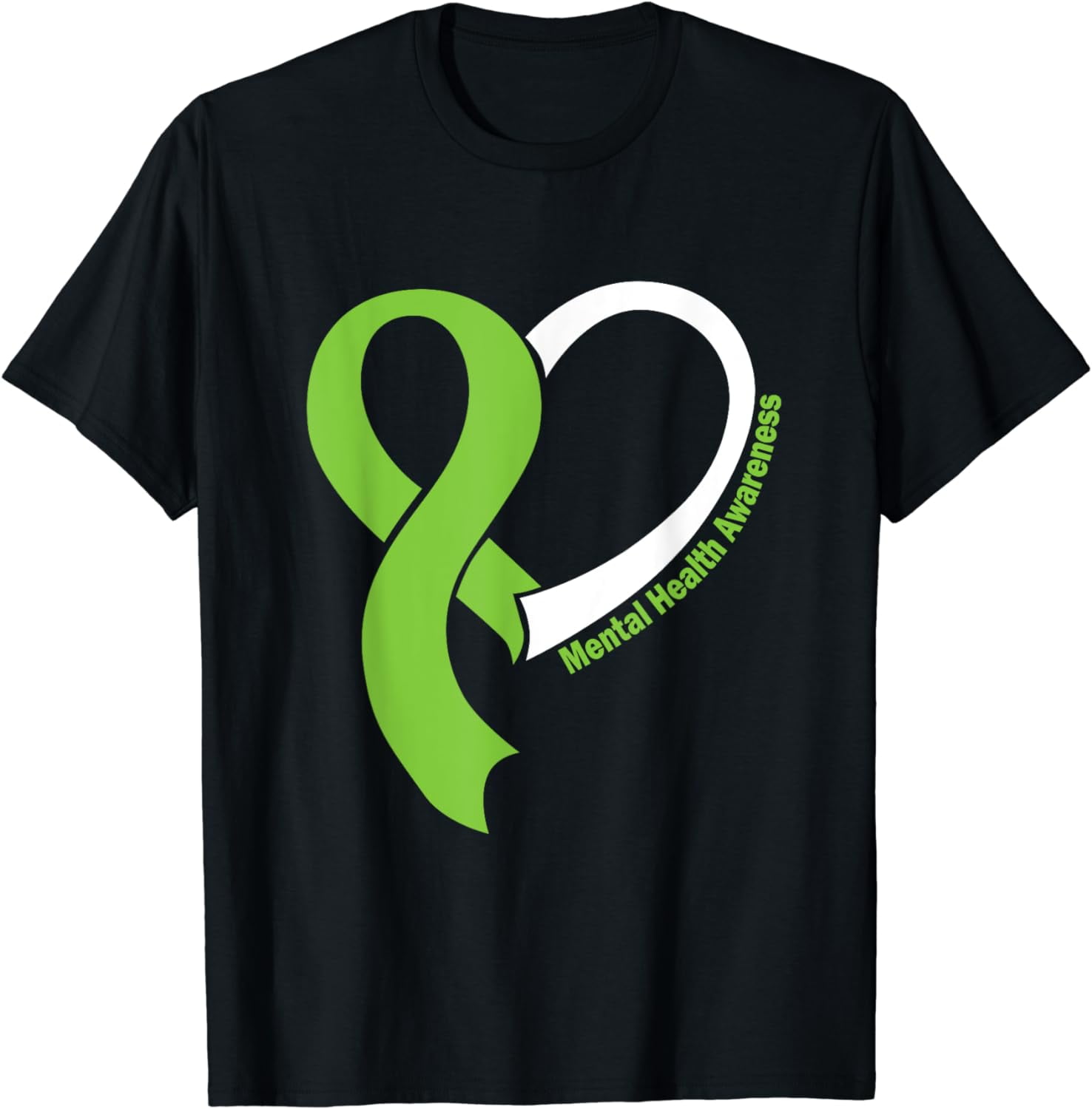 Mental Health Matters Awareness Month May Lime Green Ribbon T-Shirt ...