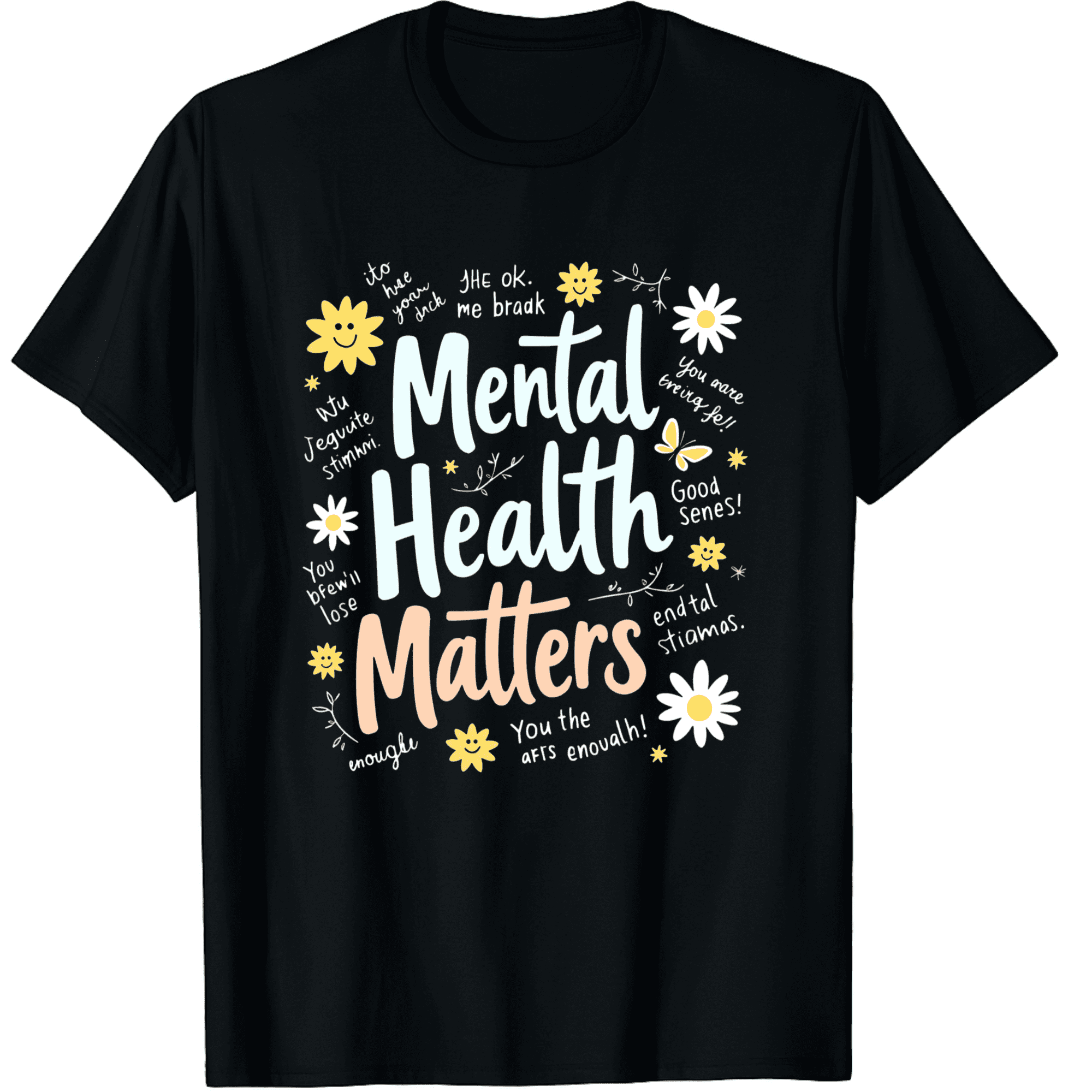 Mental Health Matters Human Brain Illness Awareness Graphic Black T ...