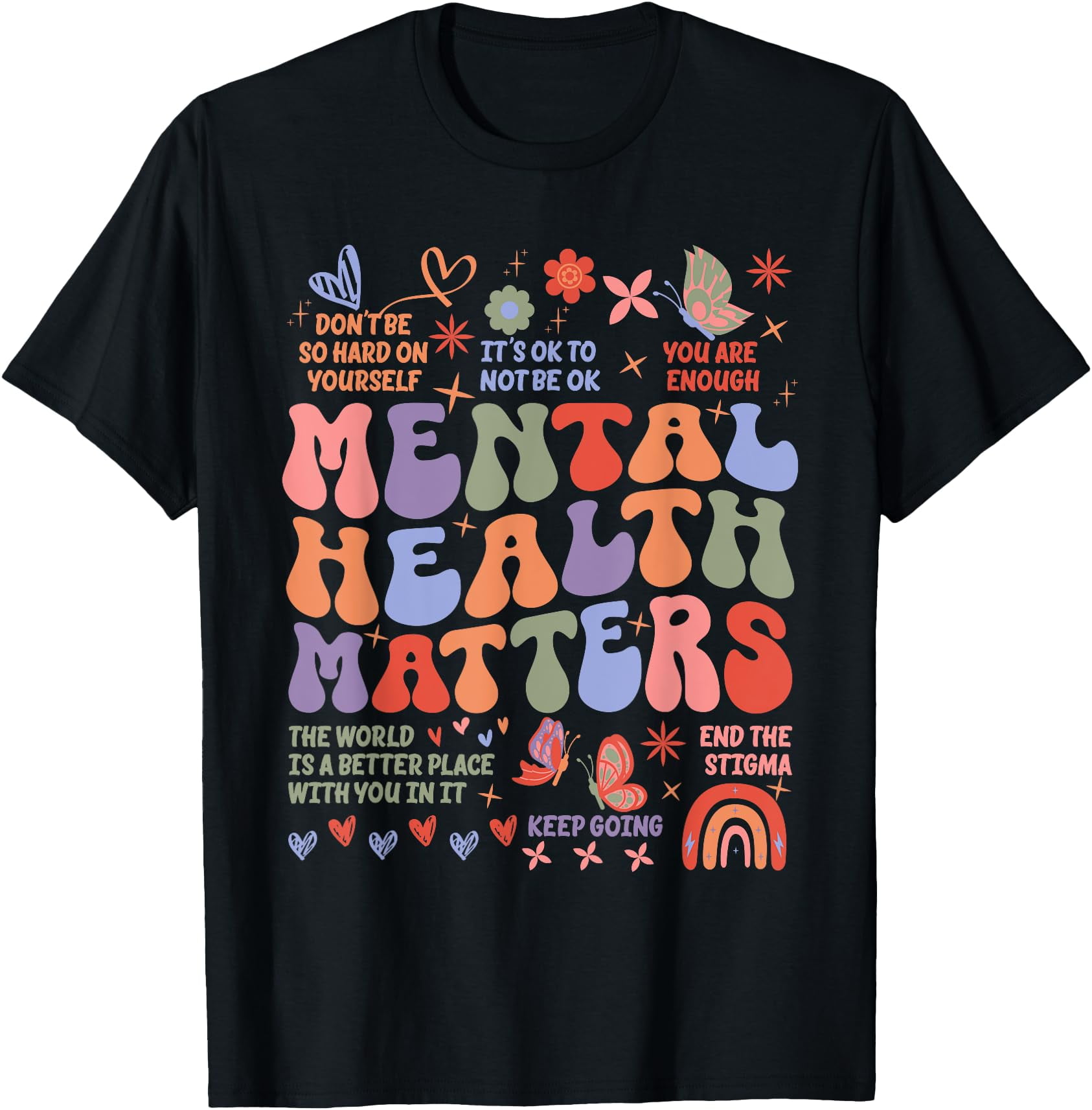 Mental Health Matters Human Brain Illness Awareness T-Shirt,Black ...