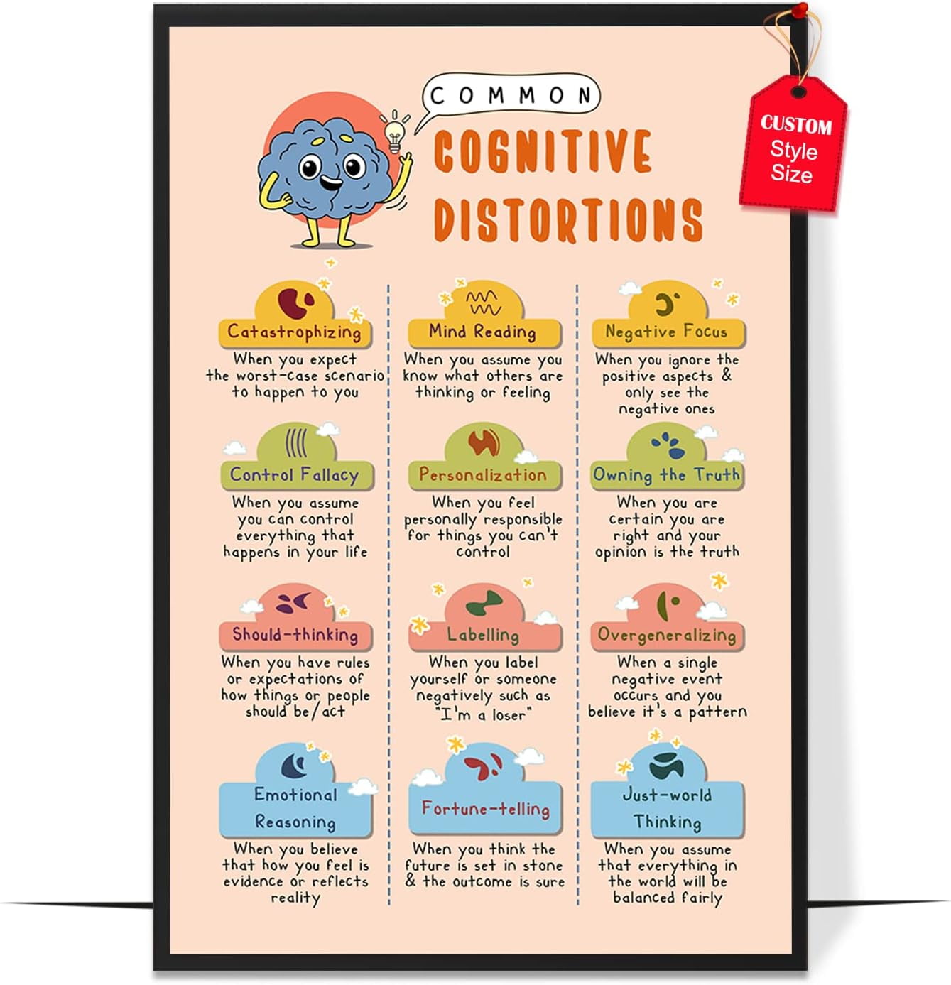 Mental Health Poster, Boho Therapy Tools Educational Supplies Art Print ...