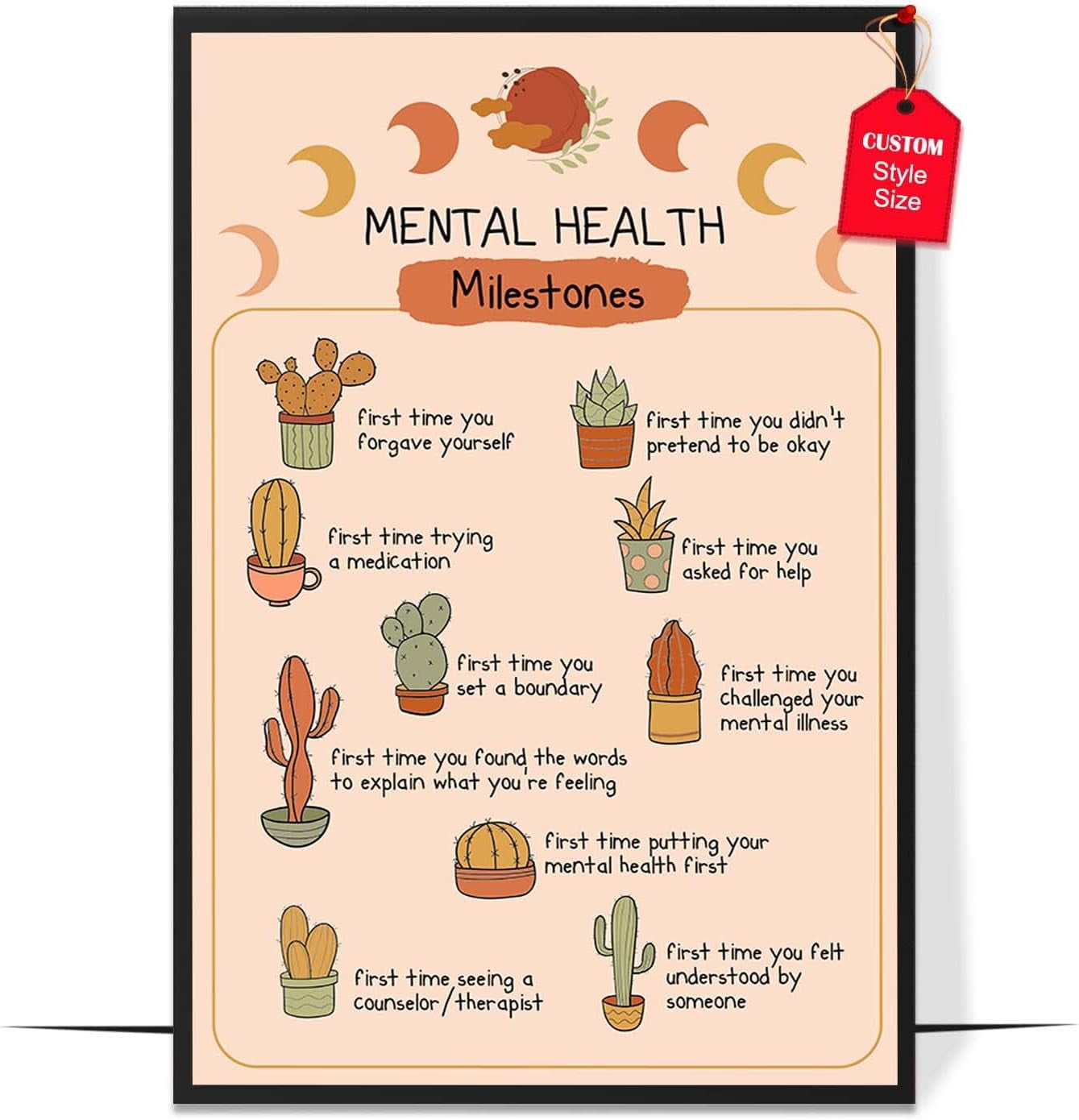 Mental Health Poster, Boho Therapy Tools Educational Supplies Art Print ...