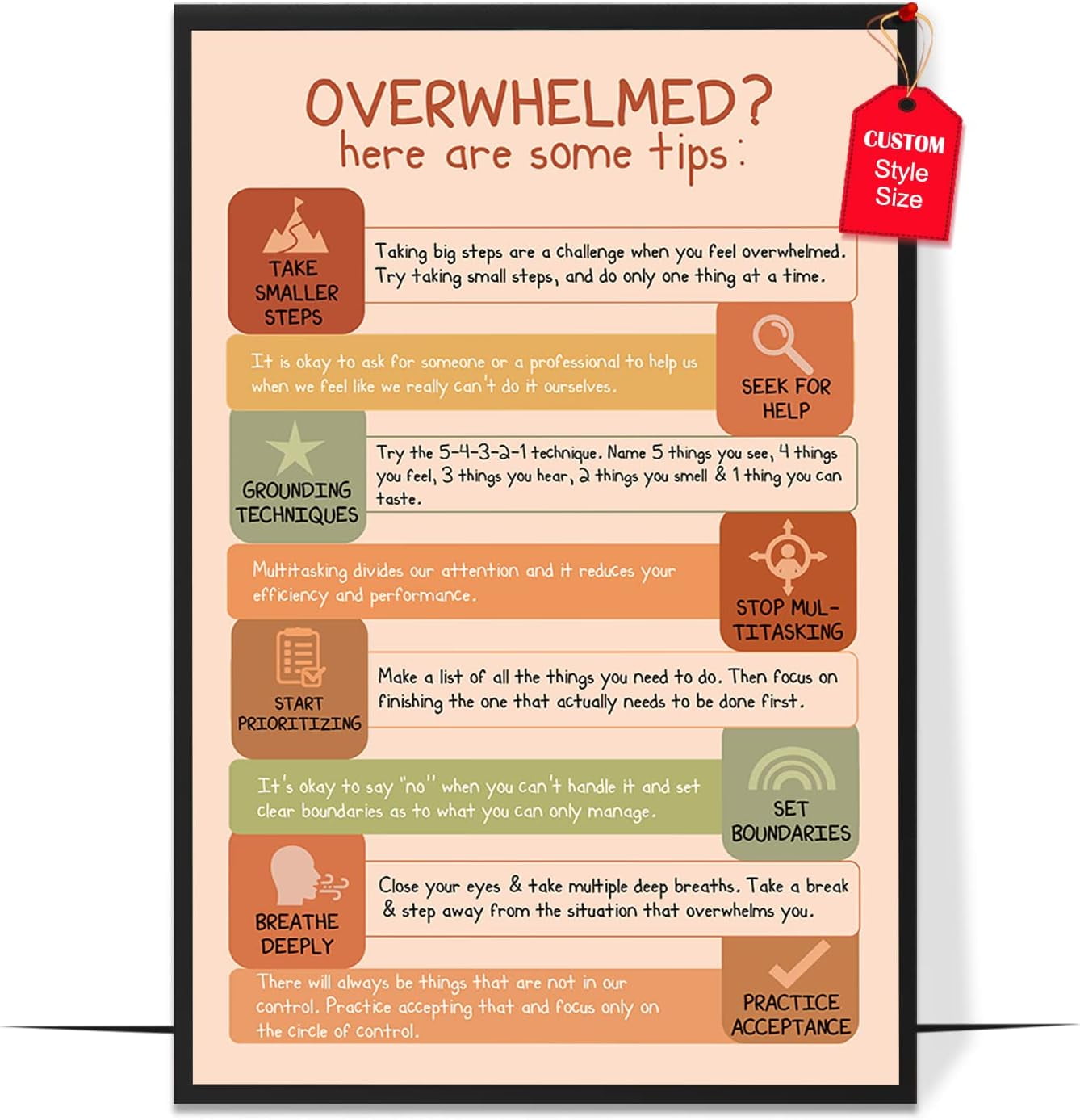 Mental Health Poster, Boho Therapy Tools Educational Supplies Art Print ...