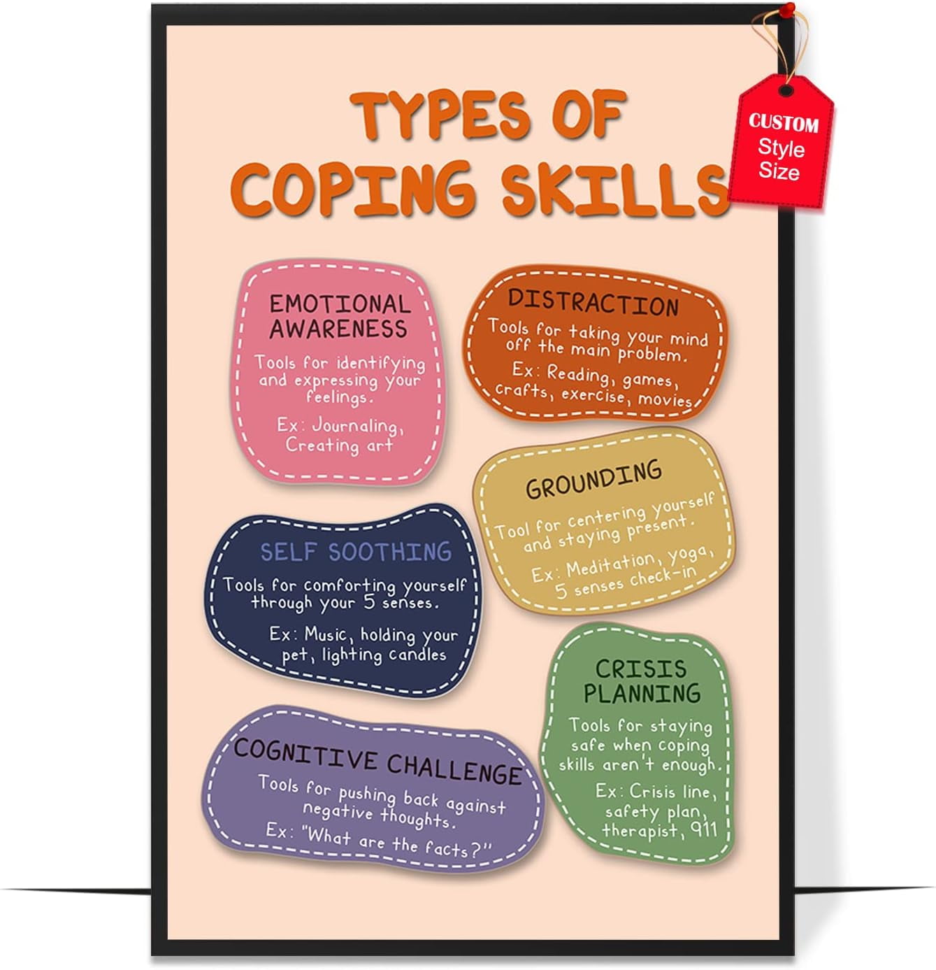 Mental Health Poster, Boho Therapy Tools Educational Supplies Art Print ...