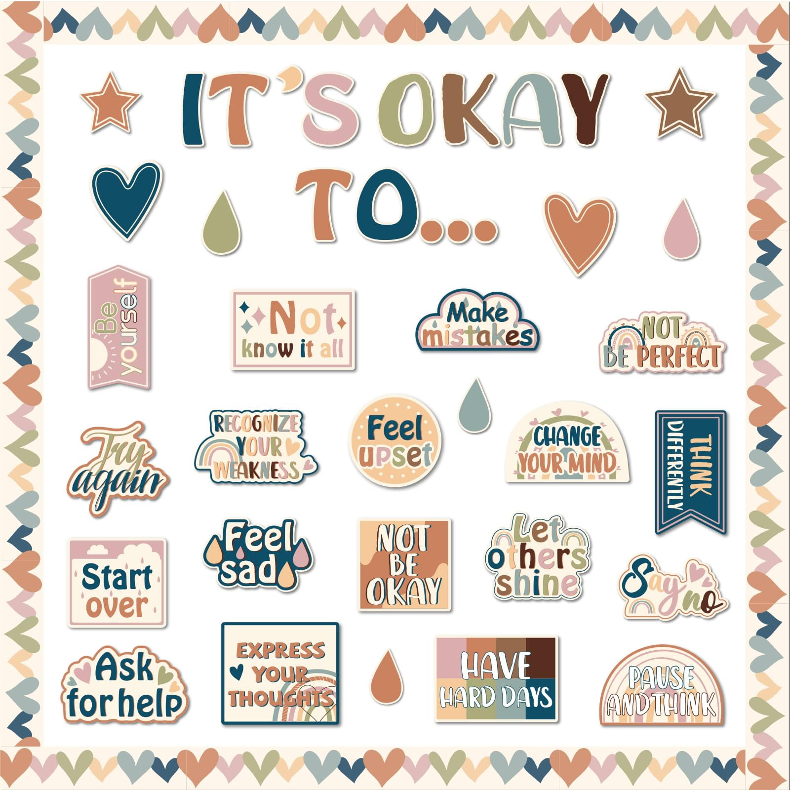 Mental Health Posters It's Okay to Boho Bulletin Board Set Therapy ...