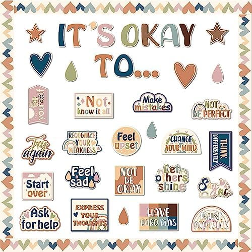 Mental Health Posters It's Okay to Boho Bulletin Board Set Therapy ...