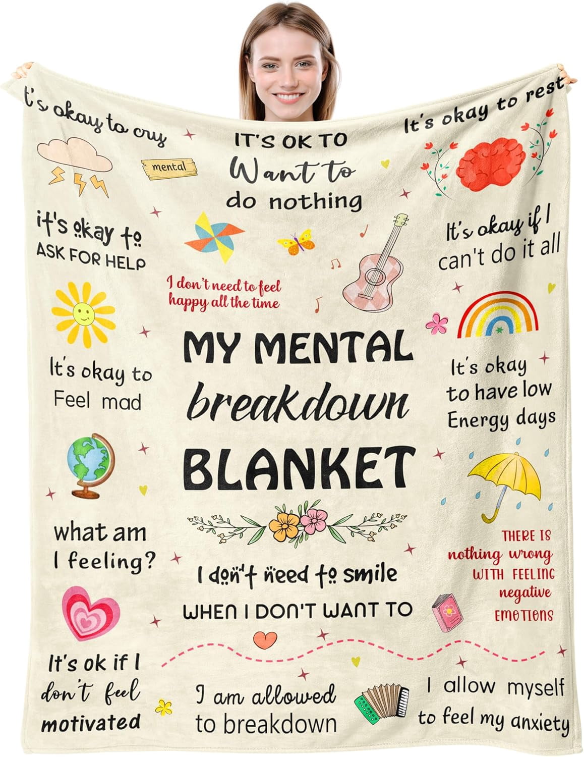 Mental Health Throw Blanket Gifts, Inspirational/Encouragement ...