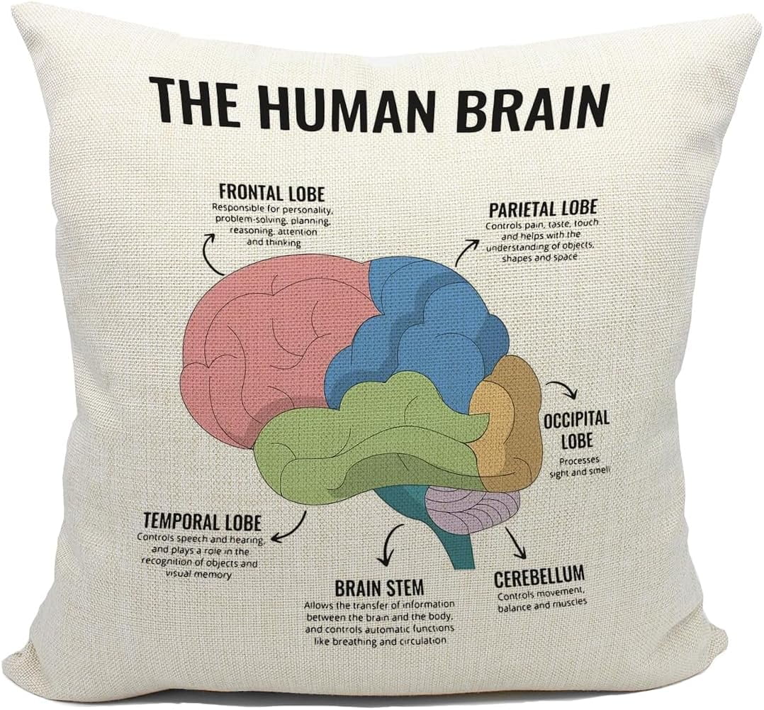 Mental Health Throw Pillow, 18 x 18 Inch Brain Pillow Cover，Classroom ...