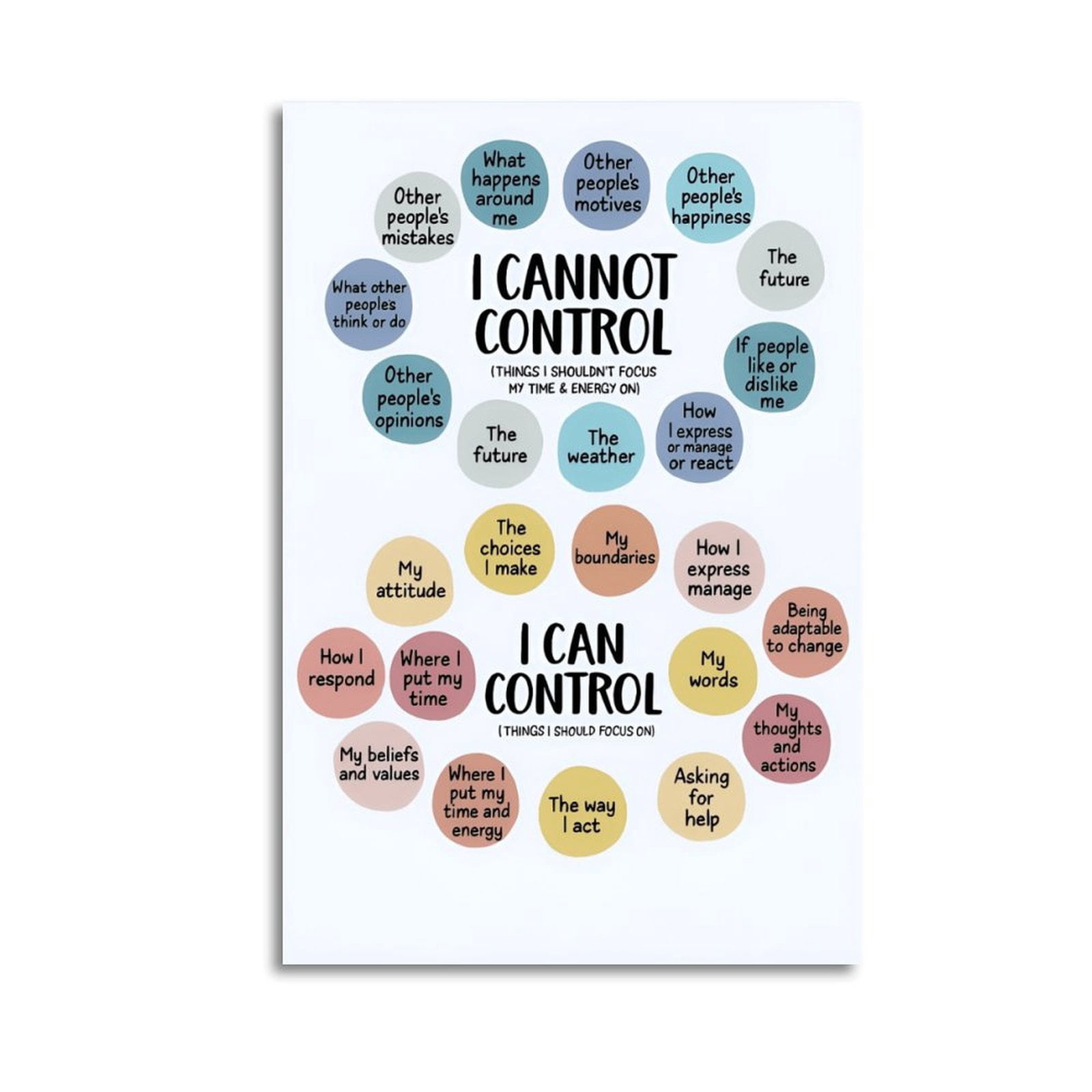 Mental Health Wall Art Therapy Office Decor Things I Can Control-1 ...