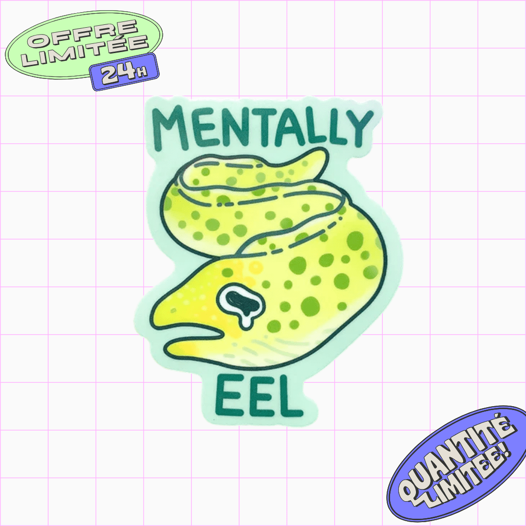 Mentally Eel Sticker | Funny Sad Fish Meme Design | Cute Moray Marine ...