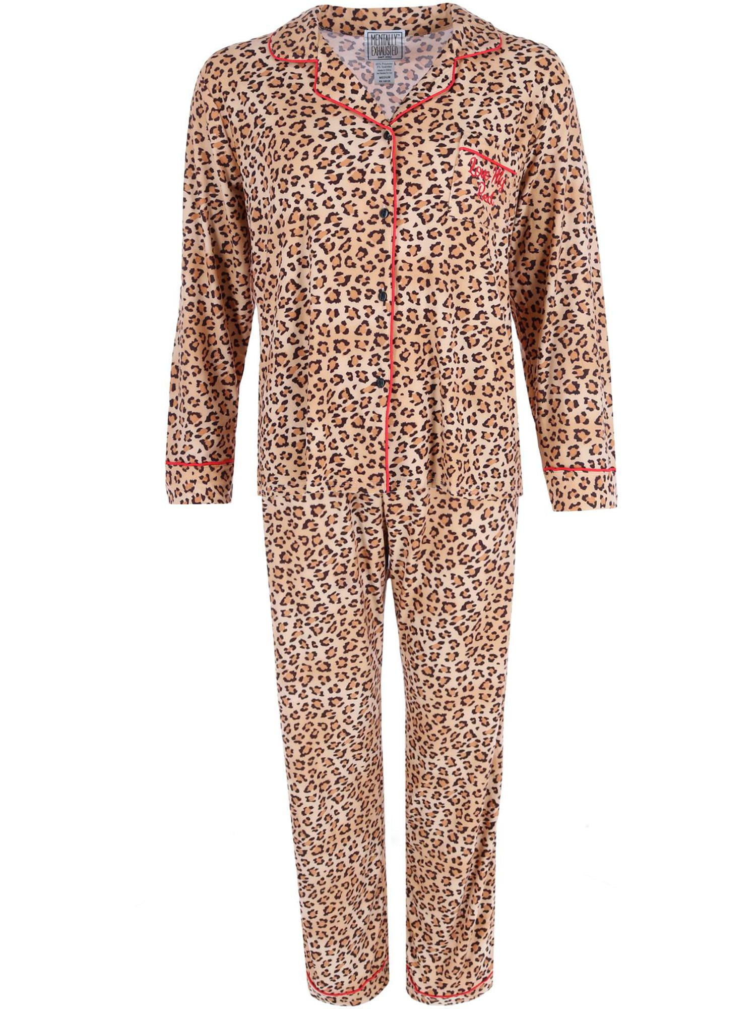 Mentally Exhausted Leopard Pajama Set (Women's Plus) - Walmart.com