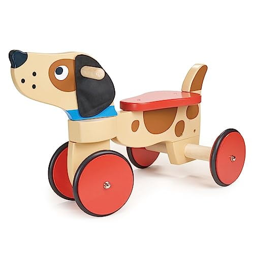 Mentari Ride On Puppy Sturdy Toy With Fabric Ears, Rolling Wheels, And ...